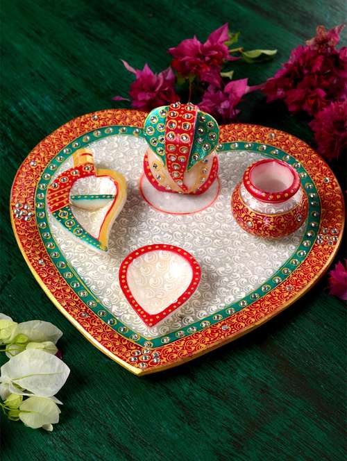 Buy online Heart Shape Marble Pooja Thali from Religion & Spirituality ...
