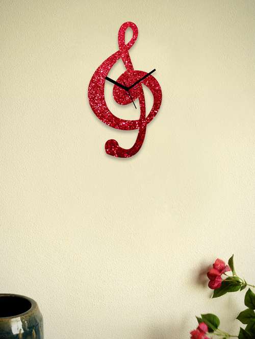 Buy online Glitter Music Note Wall Clock- Red from Clocks for Unisex by ...