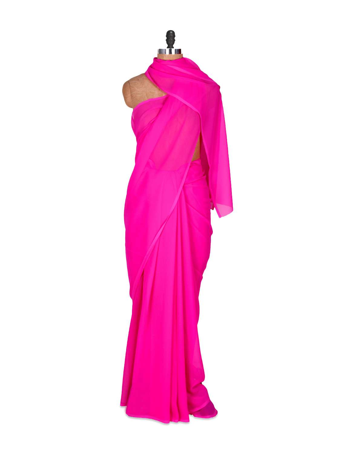 Buy online Simple Bright Pink Saree from ethnic wear for Women by ...