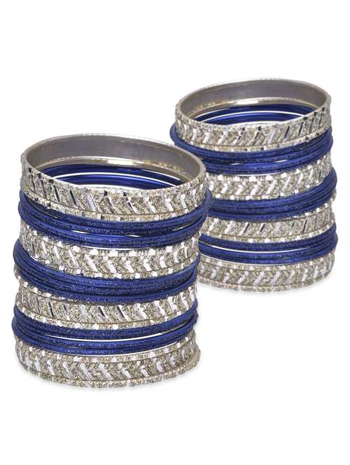 Buy online Blue And Silver Bangles Set from Imitation Jewellery for ...