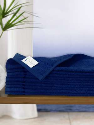 Buy online Set Of 10 Solid Navy Blue Cotton Face Towels from Bath for ...