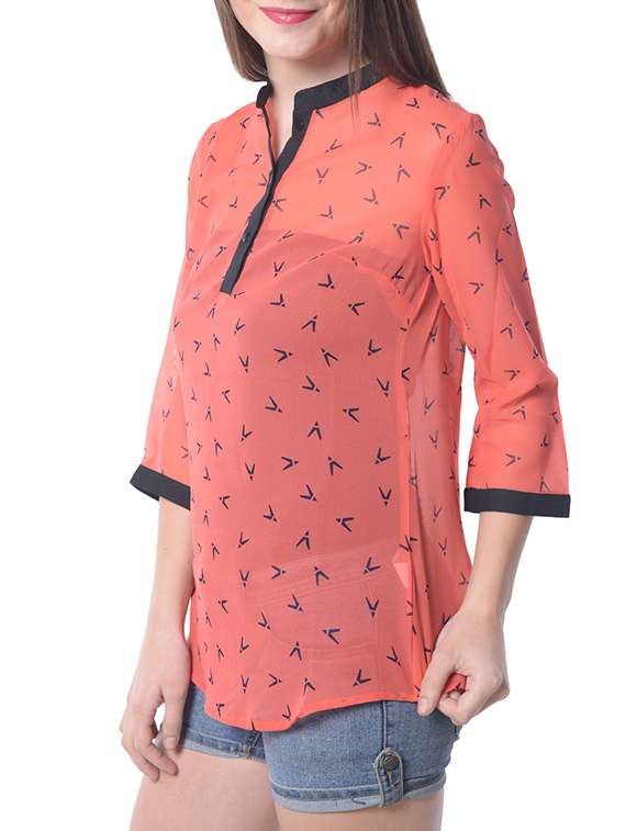 Buy online Coral Georgette Top from western wear for Women by Florrie ...