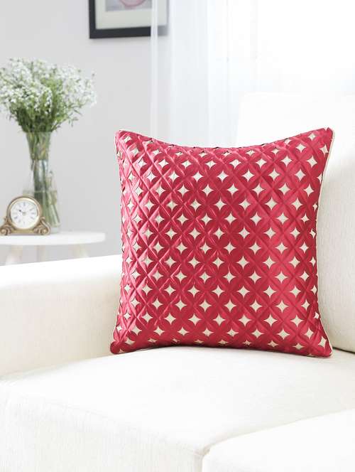 Buy Pure Home And Living Floral Pattern Cushion Cover Red Color Home ...